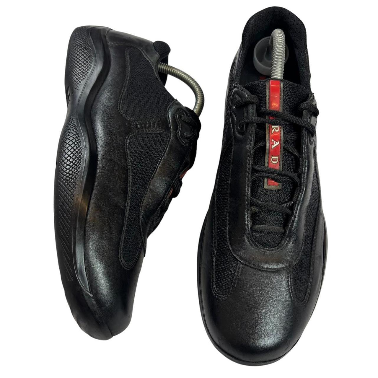 Prada Americas cup black leather Size: Fits a UK9... | Depop