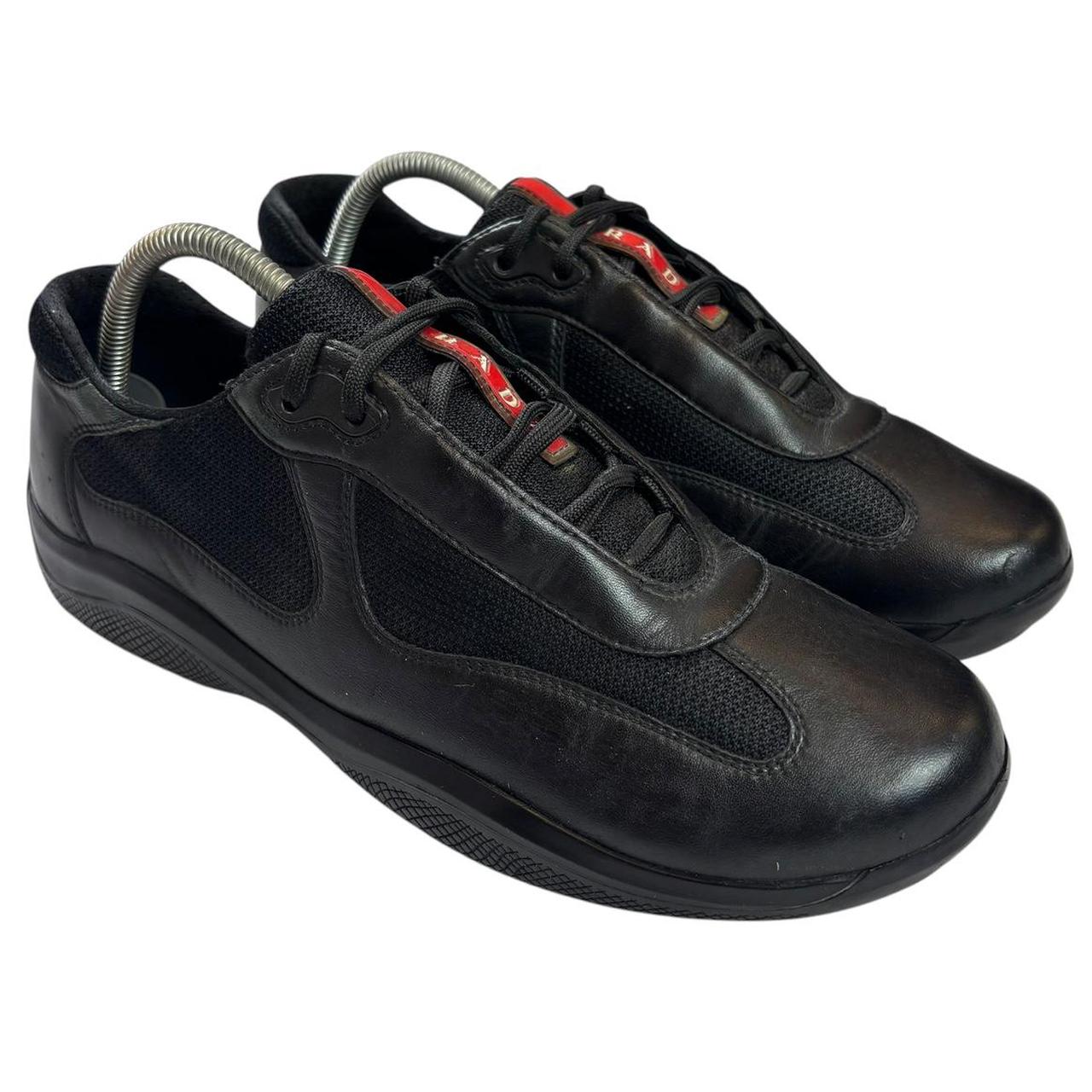 Prada Americas cup black leather Size: Fits a UK9... | Depop