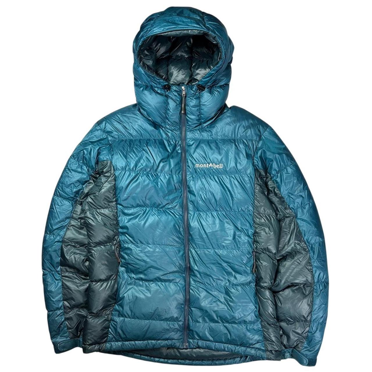 Montbell two tone blue down puffer jacket Size:... | Depop