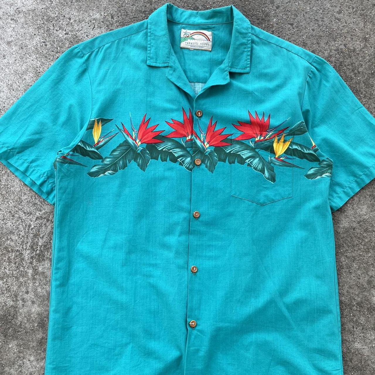 Vintage Camp Collared Hawaiian Button Up Shirt Depop