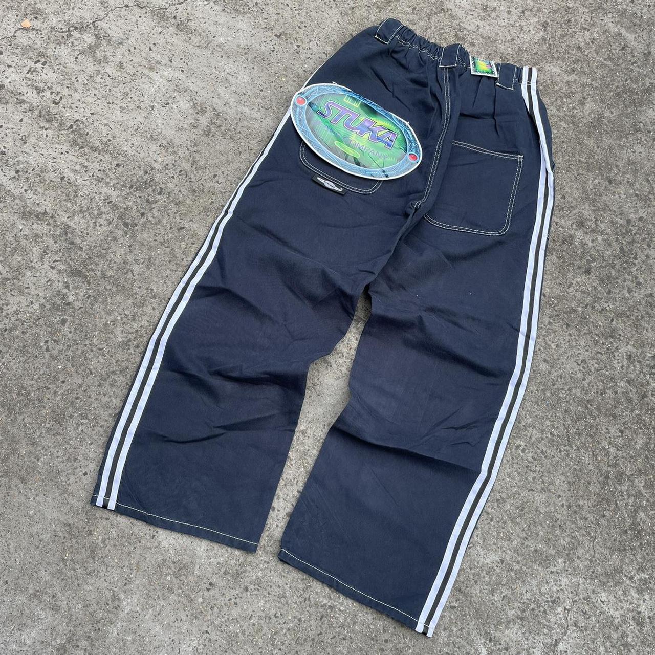 Vintage BNWT Deadstock Stuka Jeans baggy pants. Dark... - Depop
