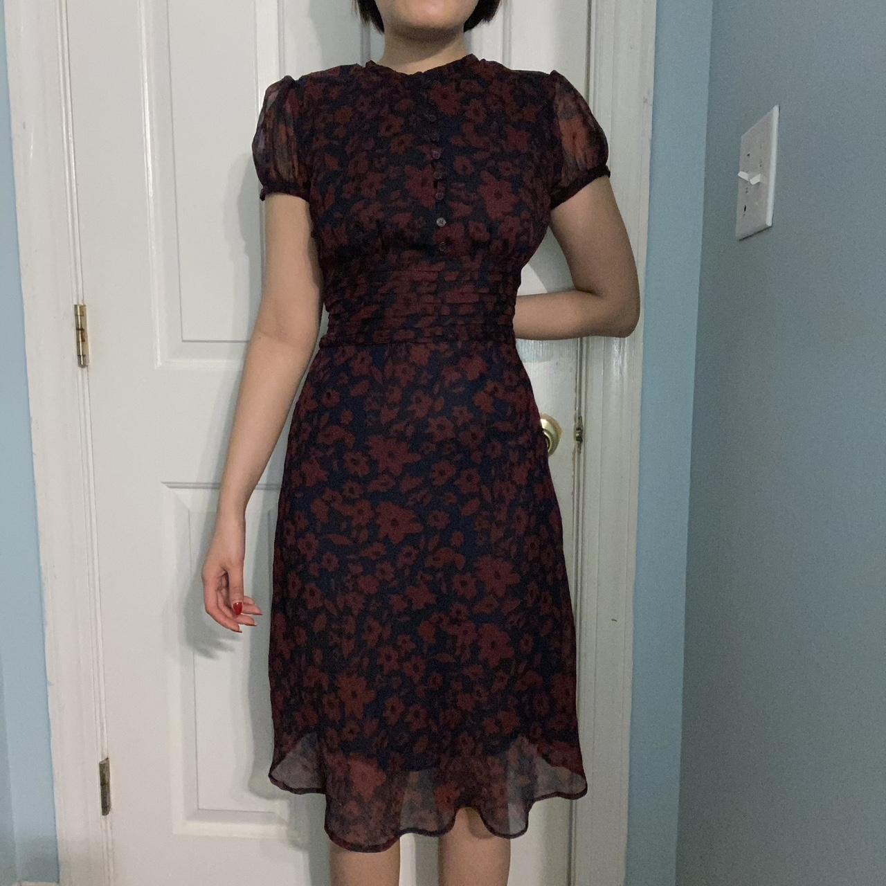 Pretty dELiA*s Navy Blue & Red Floral Vintage... - Depop