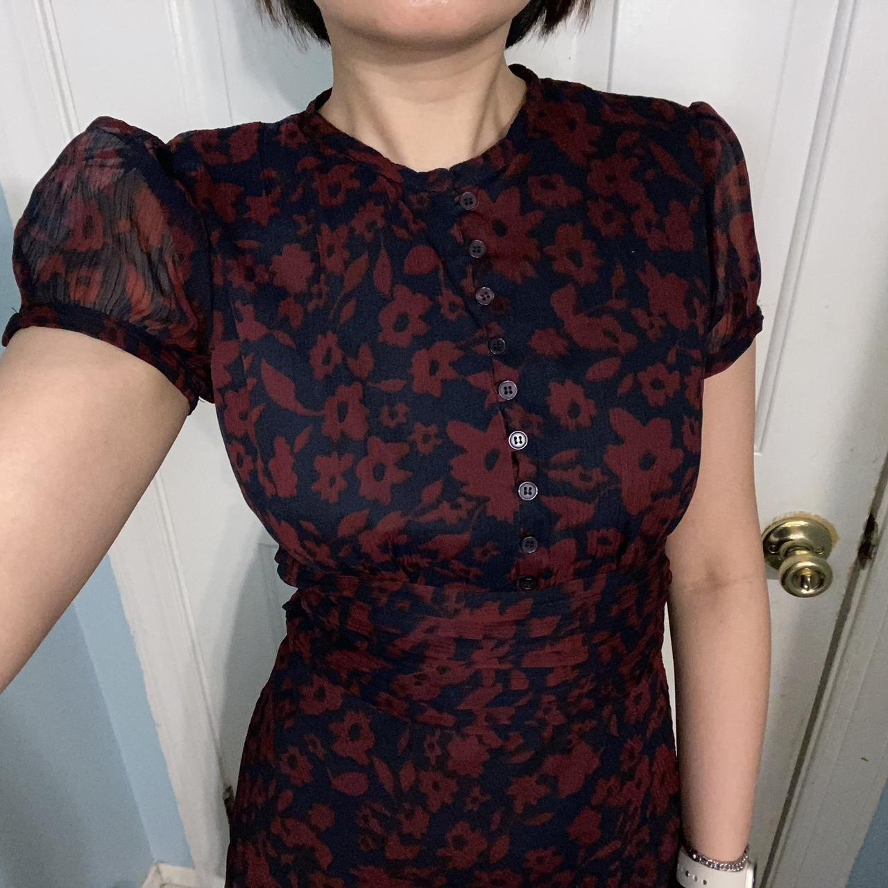 Pretty dELiA*s Navy Blue & Red Floral Vintage... - Depop