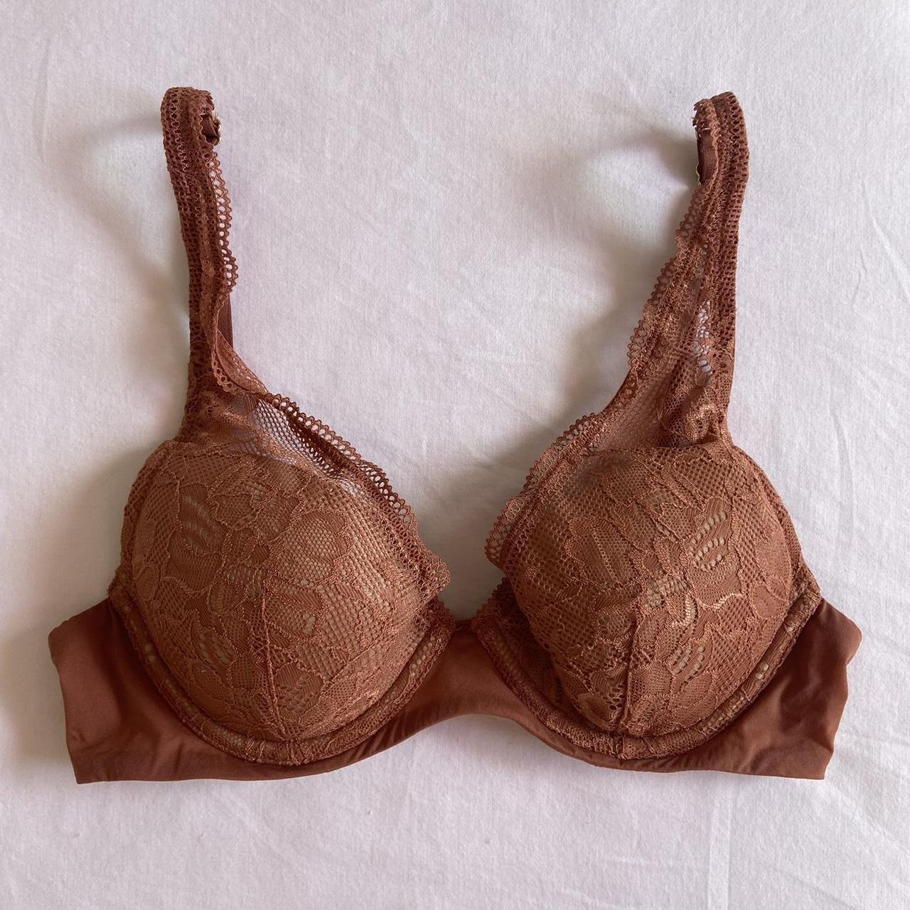 ThirdLove Plunge Bra tan lace plunge bra from... - Depop