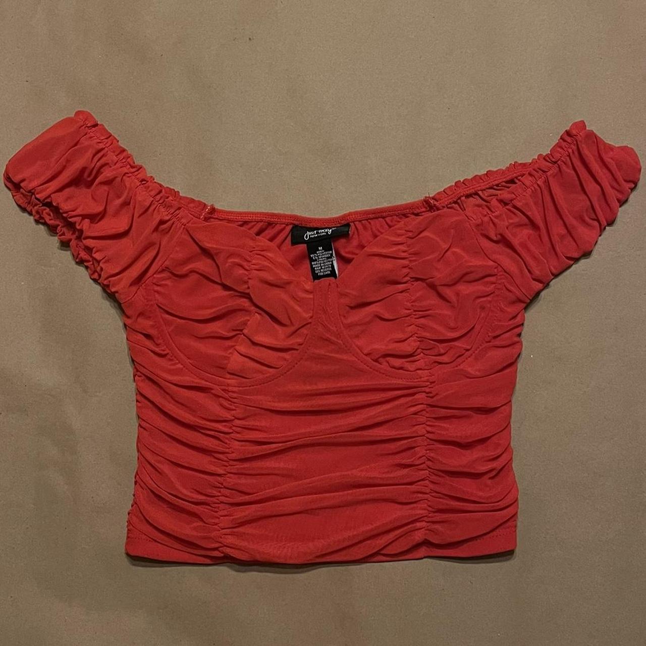 gorgeous red off the shoulder blouse. has wired bust... - Depop