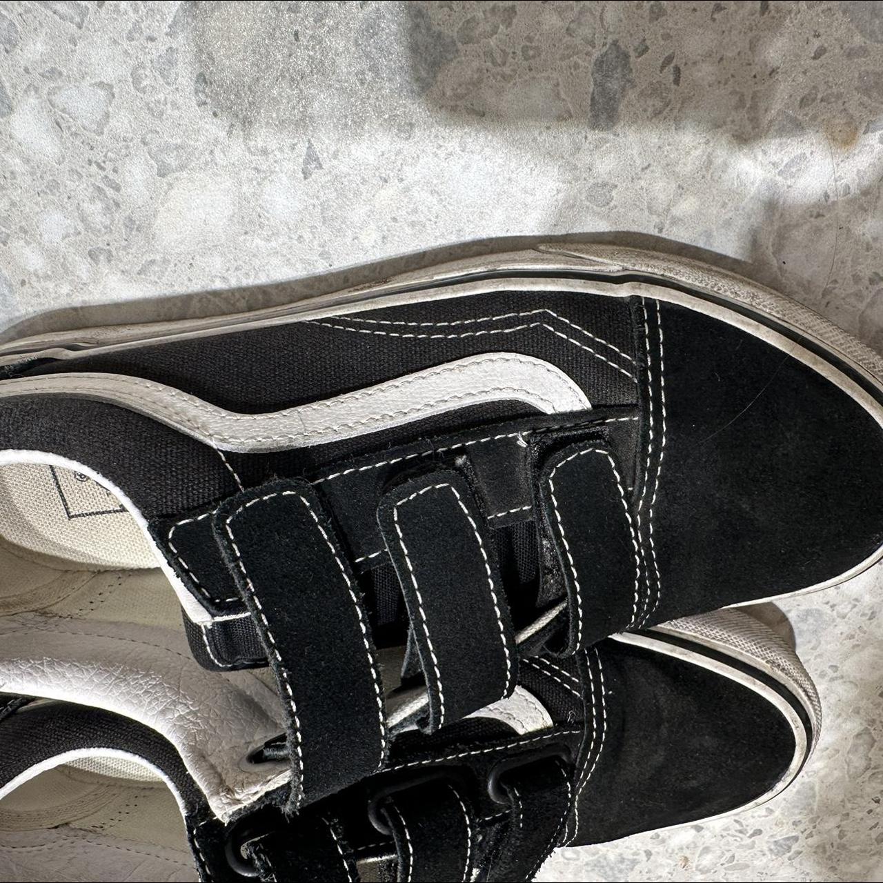 Vans Velcro black and white shoes #vans - Depop