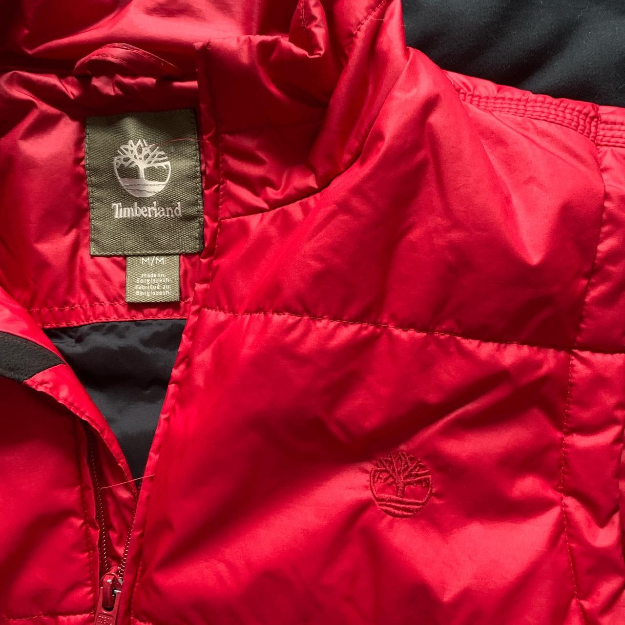 Timberland Red Gilet. In great condition as it has... - Depop