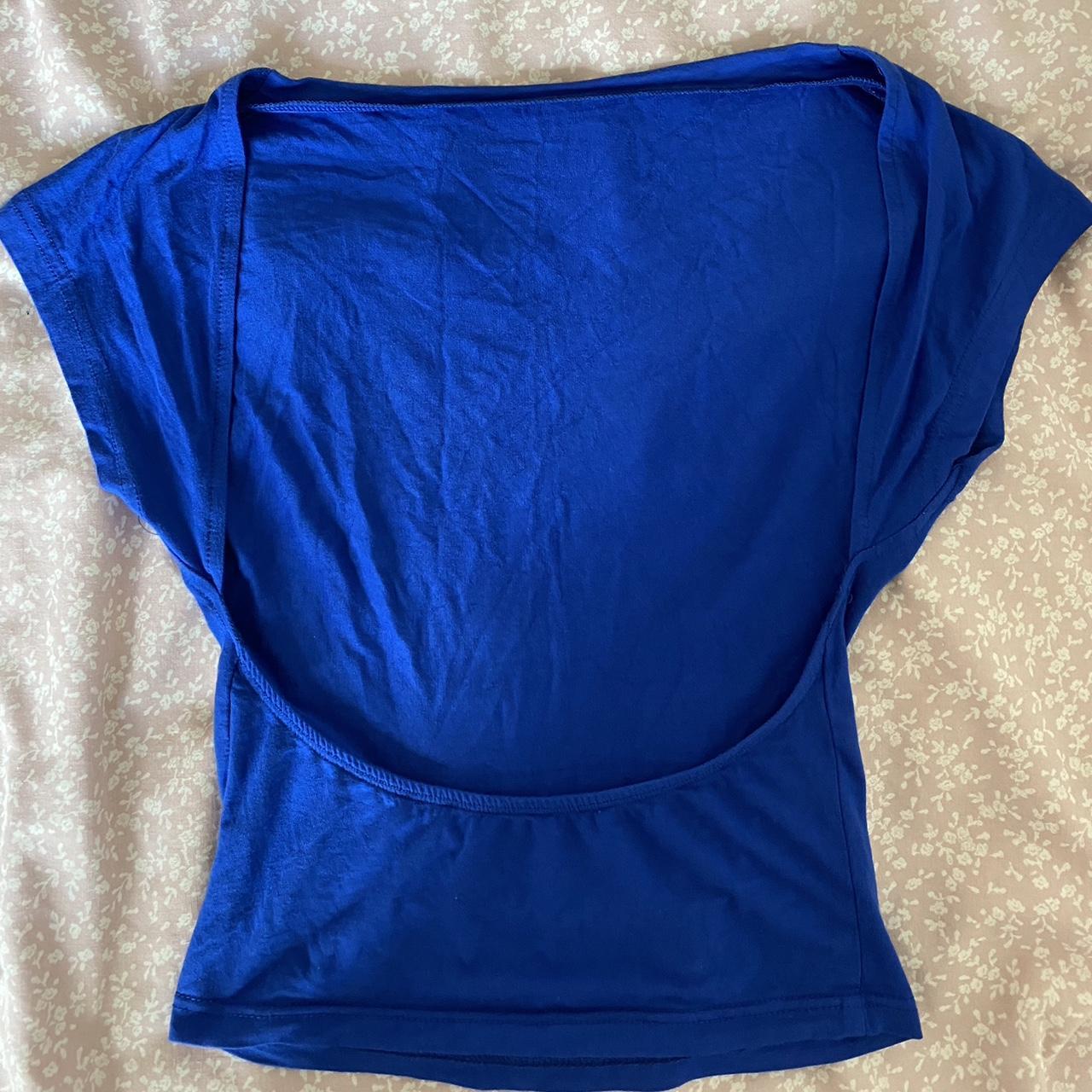 Backless, boat neck, blue top Size S Worn once so... - Depop