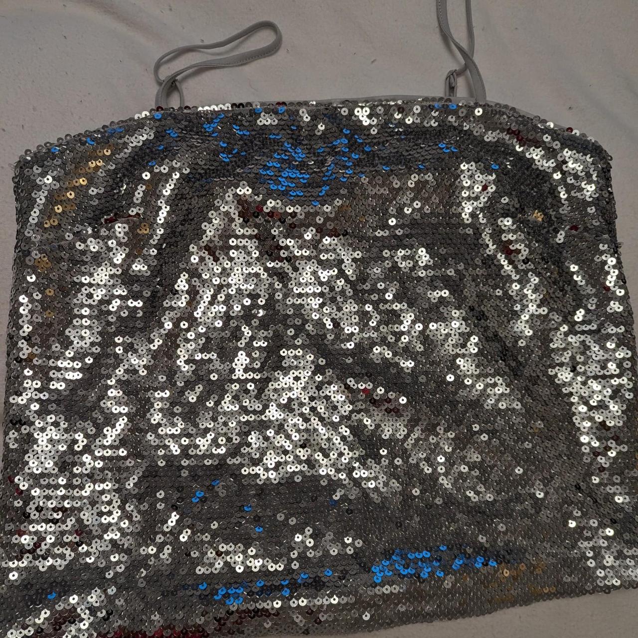 Marks & Spencer silver sequins top. Worn once, very... - Depop