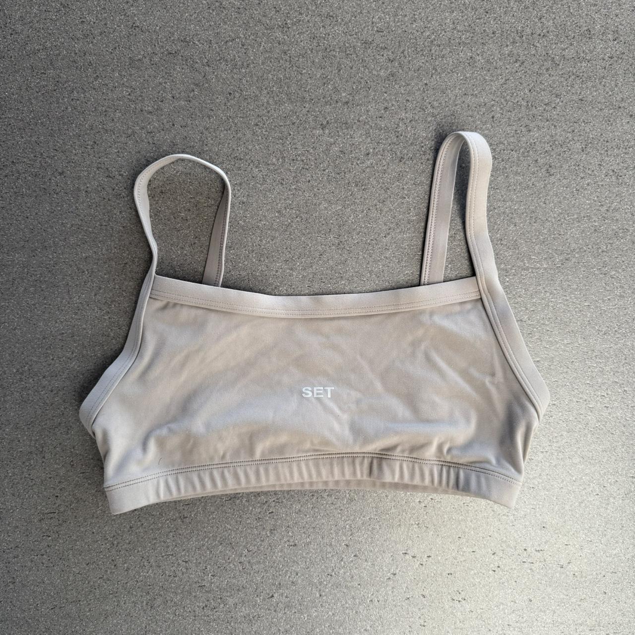 set active beige sport body square neck sports bra | Depop