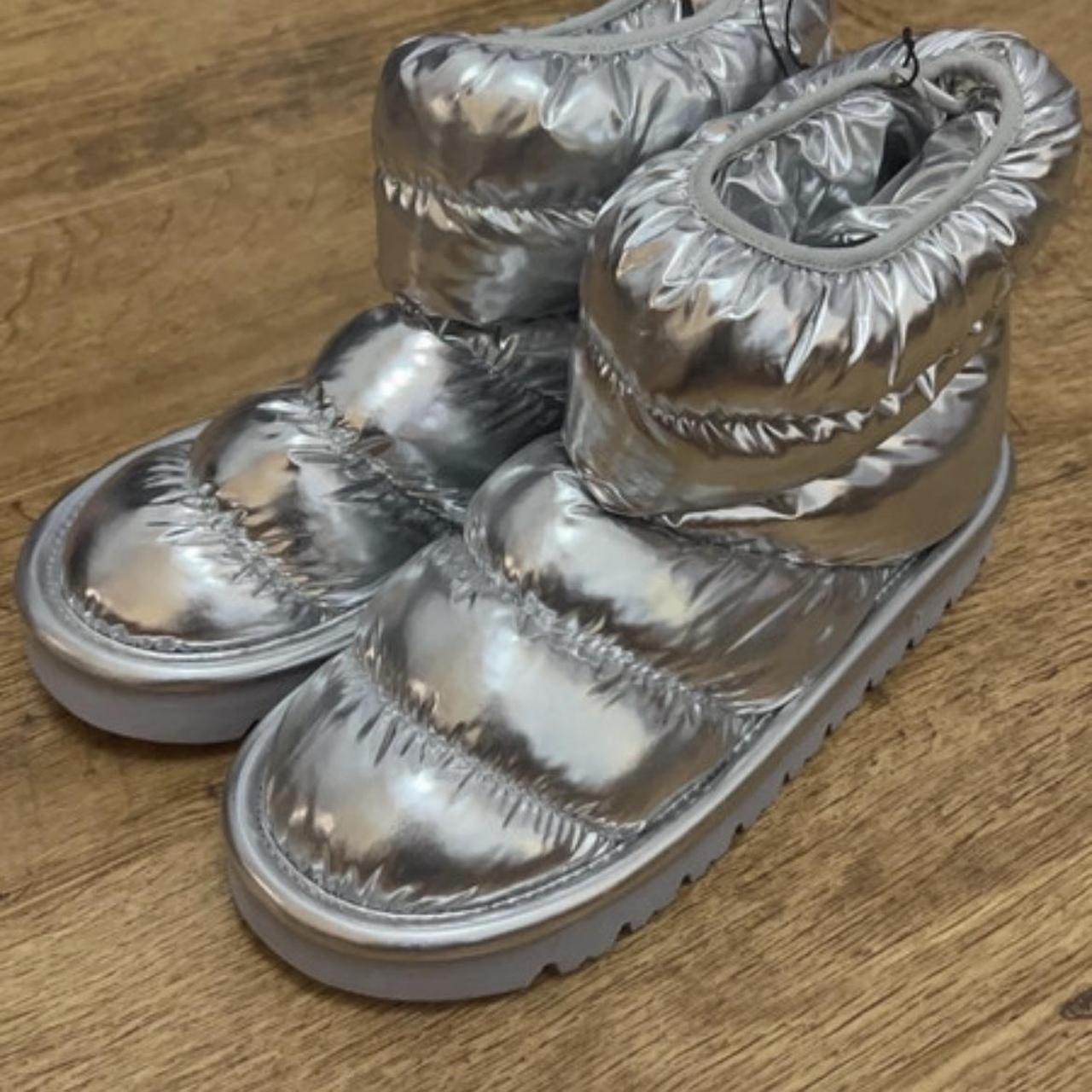 Silver snow boots. Brand new never been worn with... - Depop
