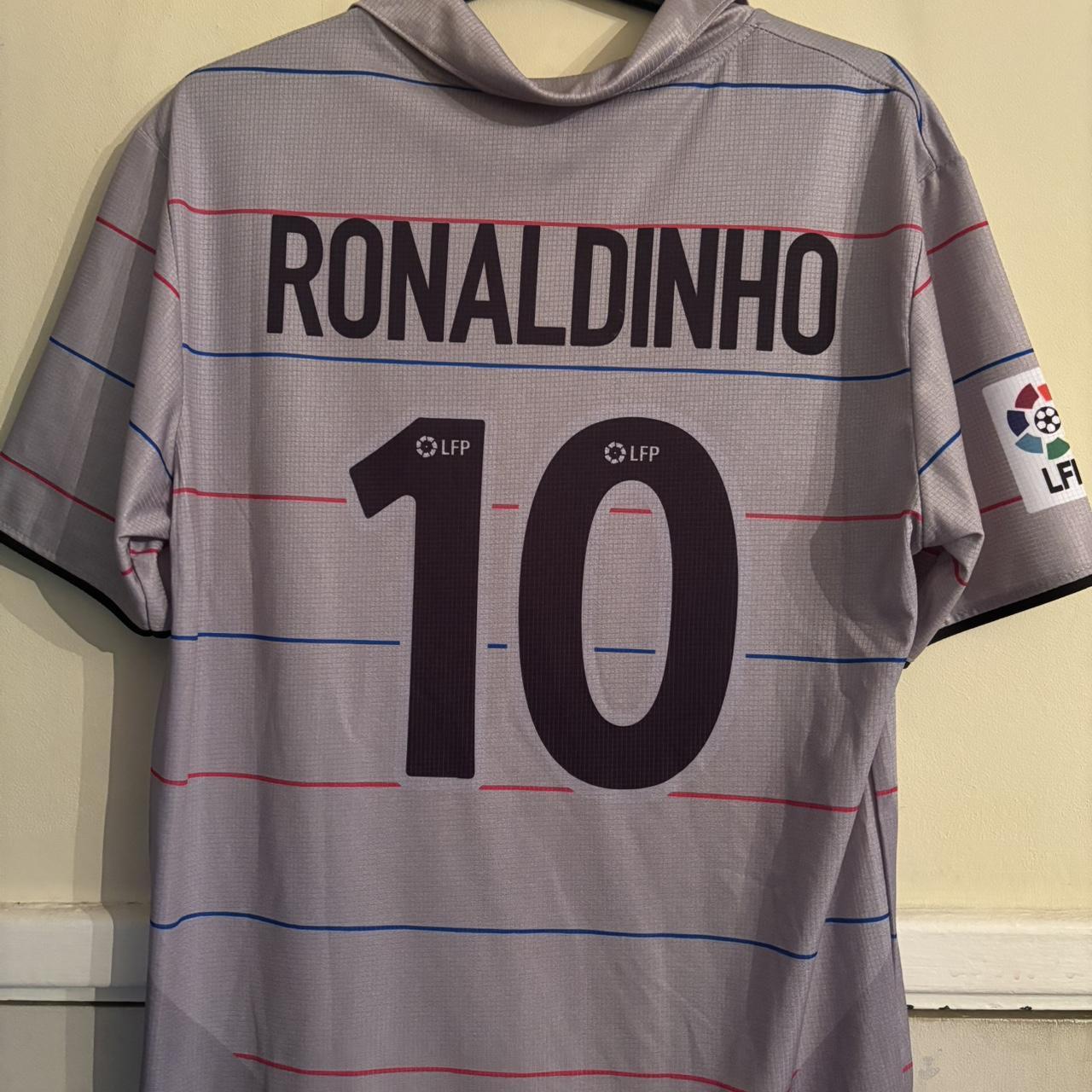 Ronaldinho Retro Barcelona Grey Shirt Classic... - Depop