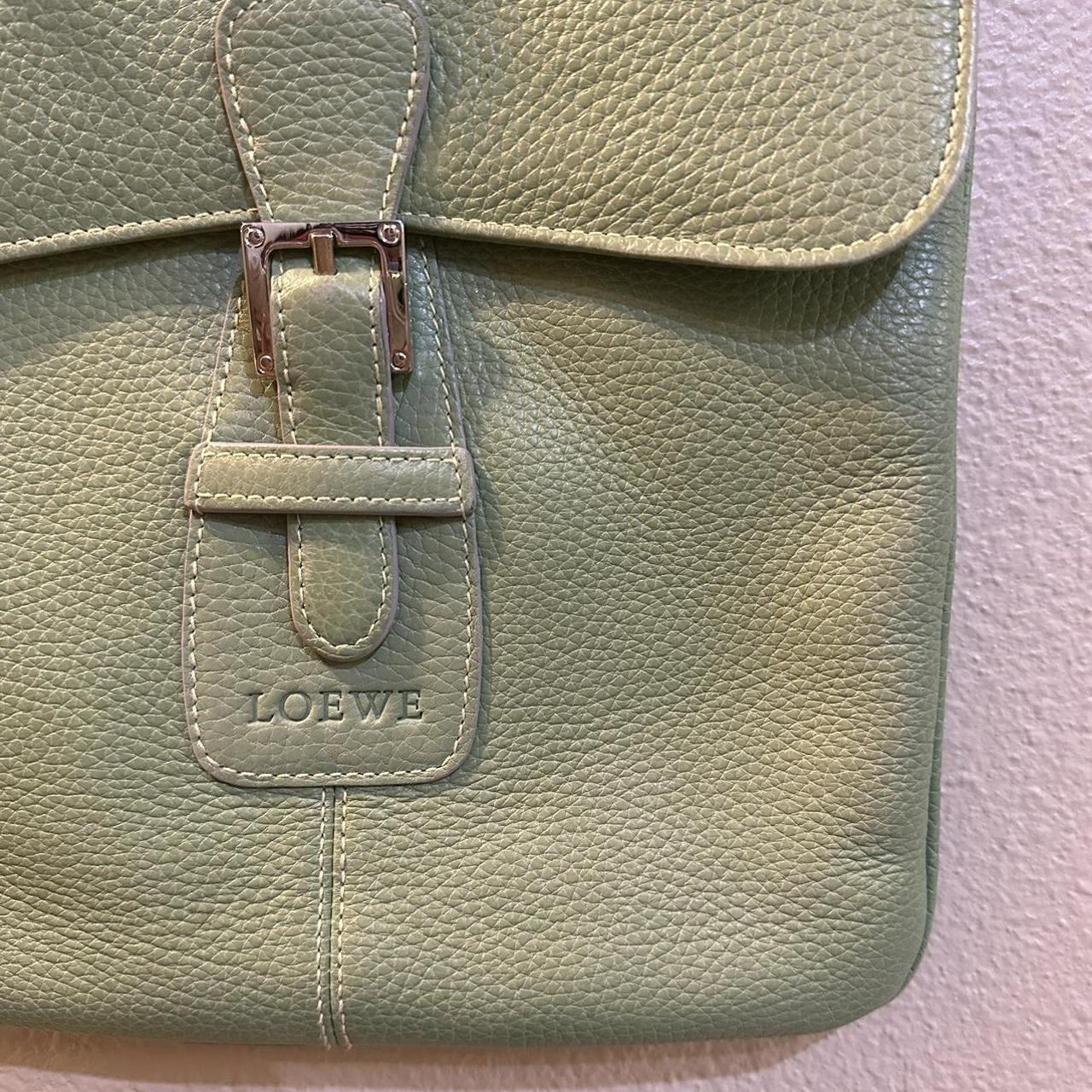 LOEWE green leather crossbody bag Authentic,... - Depop