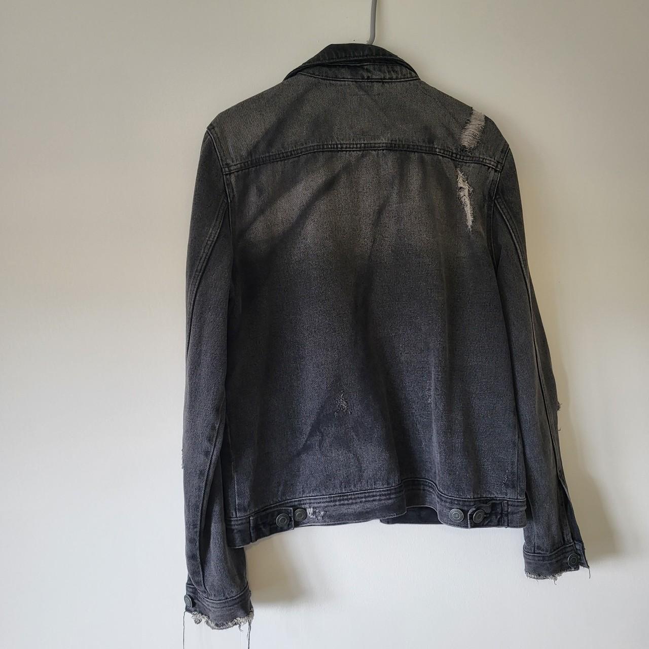 New Look black faded/ripped denim jacket Size... - Depop