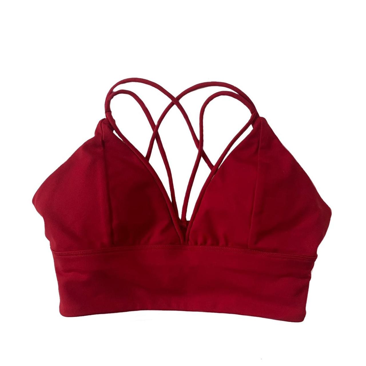 red strappy sports bra ♥️ so cute! wore this only a... - Depop