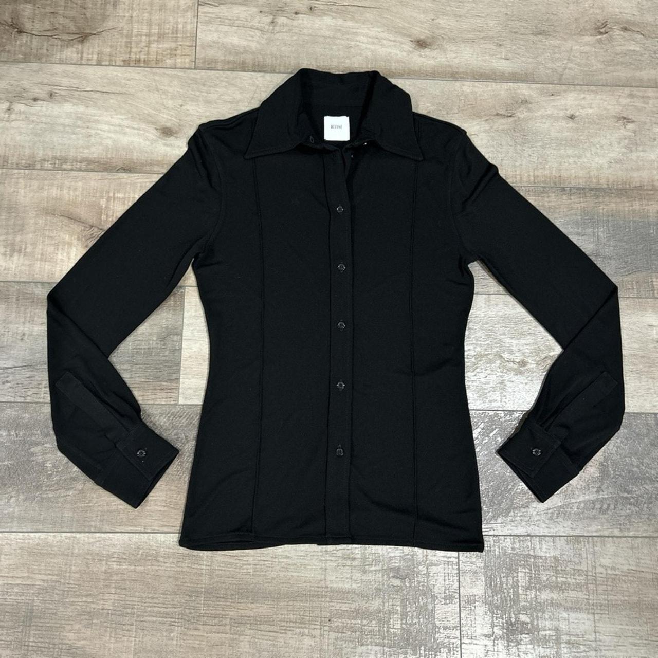 REFINE The Carol button up suit shirt in black Worn... - Depop