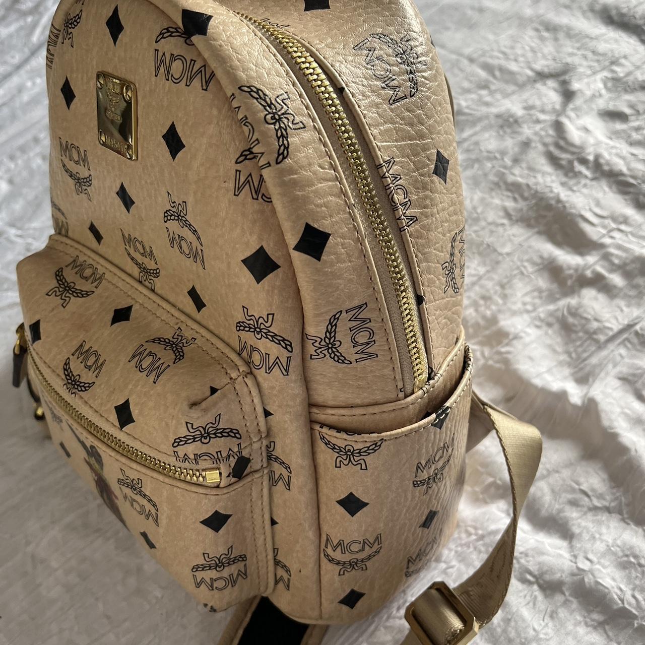 MCM Stark Classic Rabbit Backpack in Visetos beige... - Depop