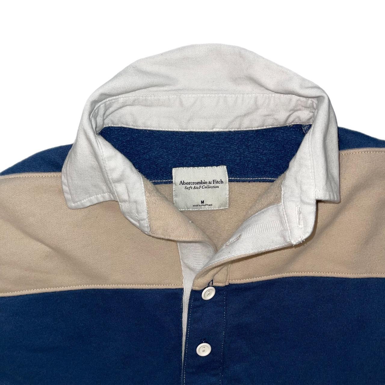 Abercrombie & Fitch Women's Navy and Cream Polo-shirts | Depop