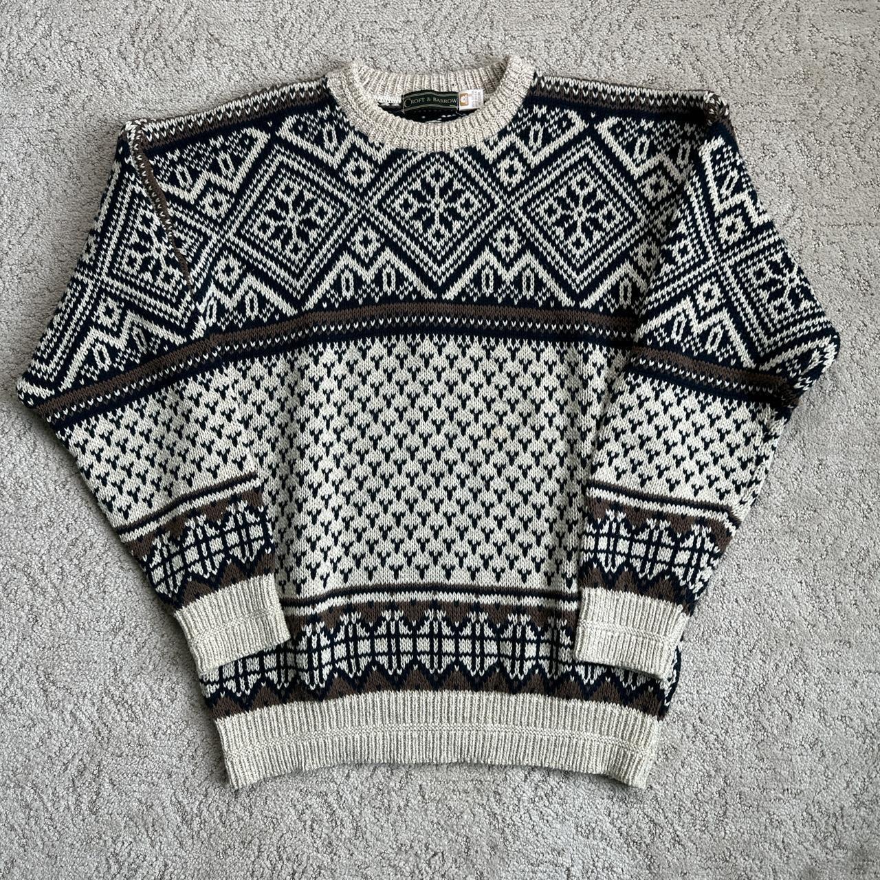 Croft & Barrow Men's Cream and Navy Jumper | Depop