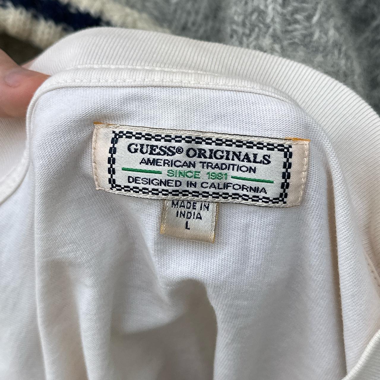 vintage 1990s guess script logo t shirt size large... - Depop