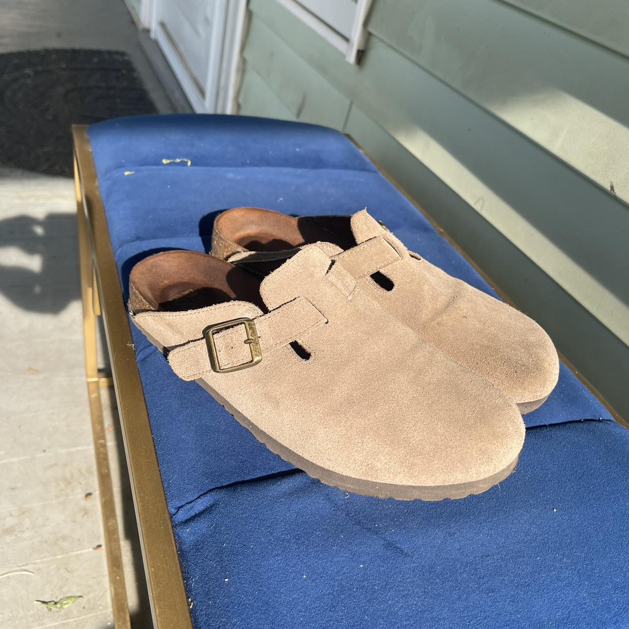 Clogs/Birkenstock Boston style stone/taupe color... - Depop