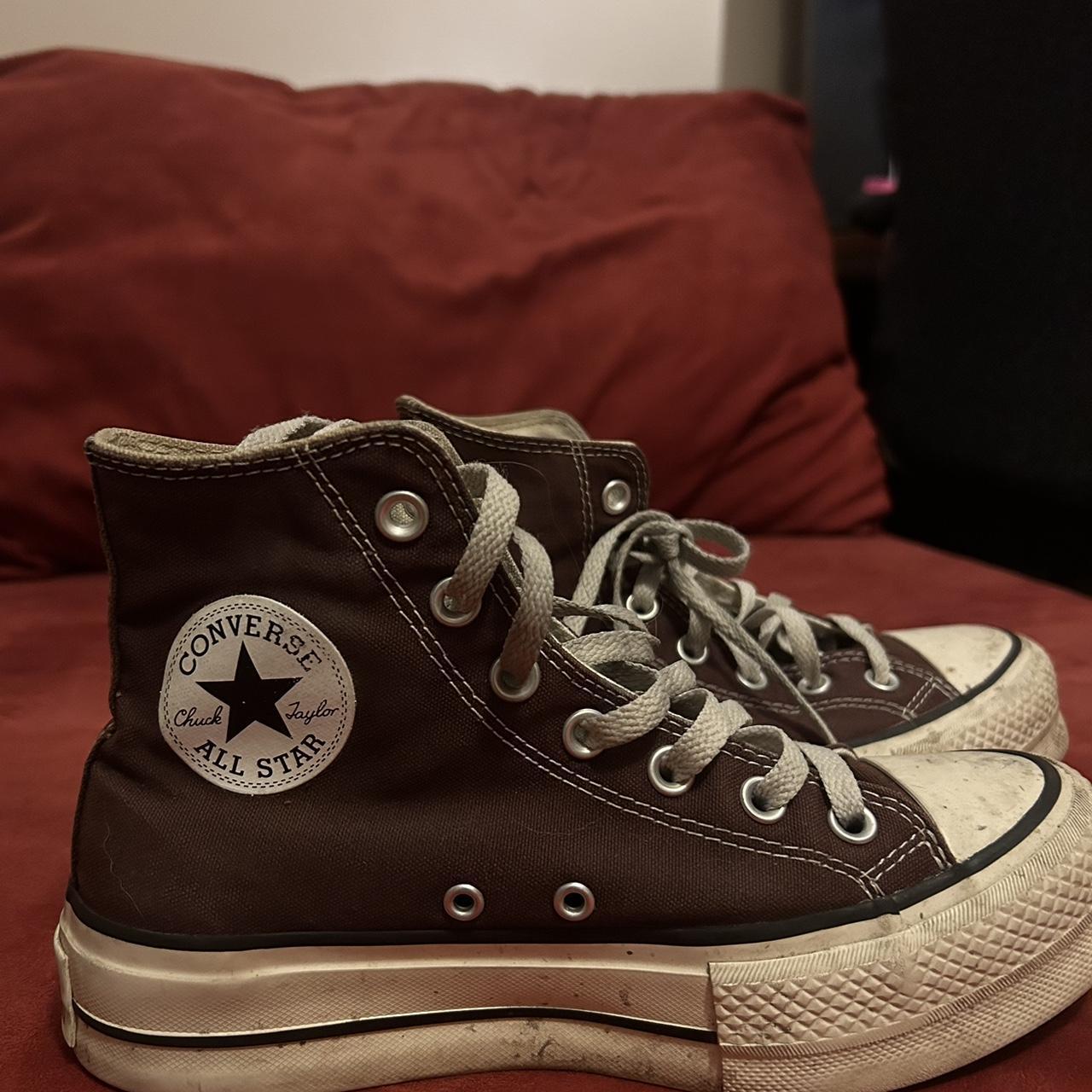 Custom Brown Platform Converse. Will be cleaned... - Depop