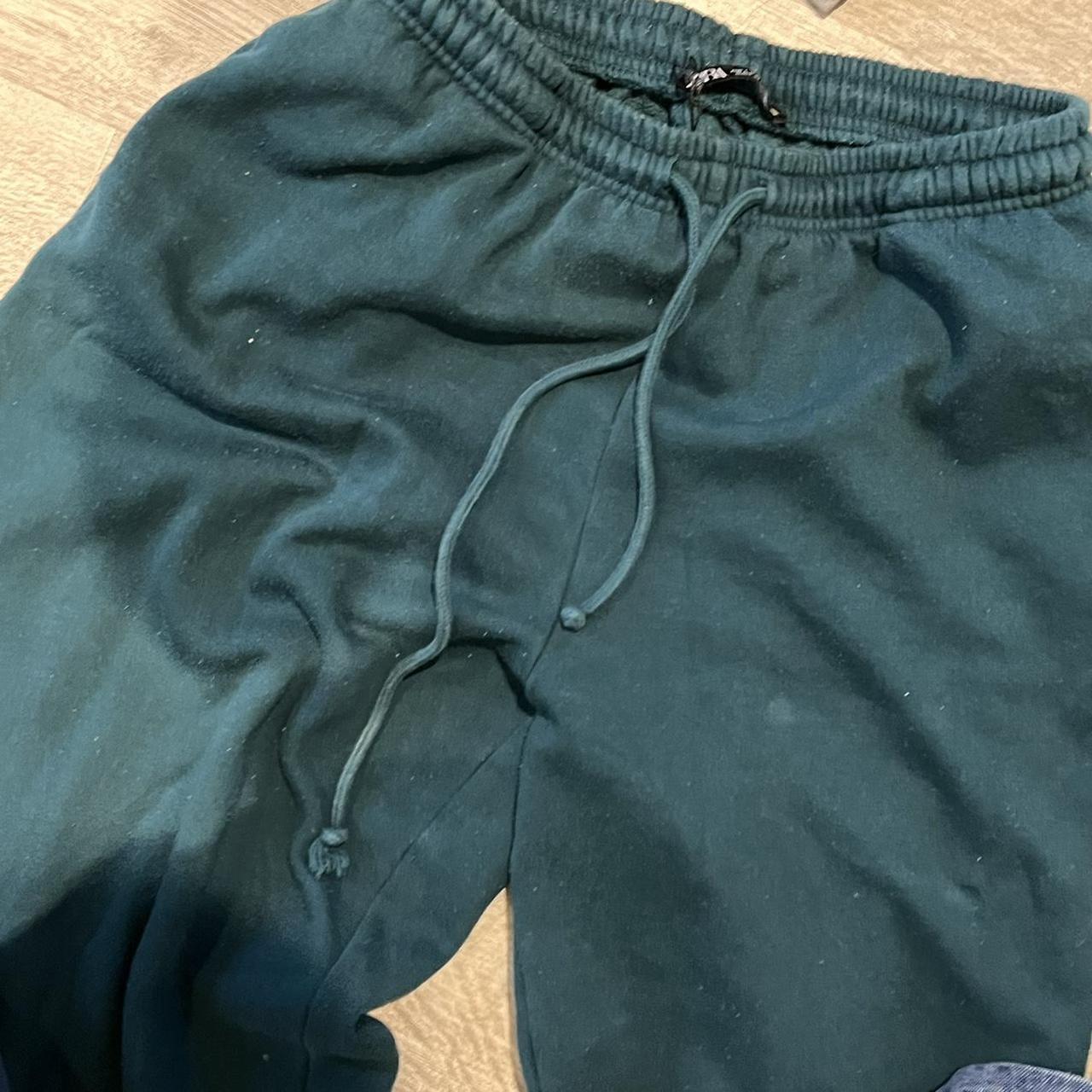 wide leg deep green zara tracksuit bottoms , worn... - Depop