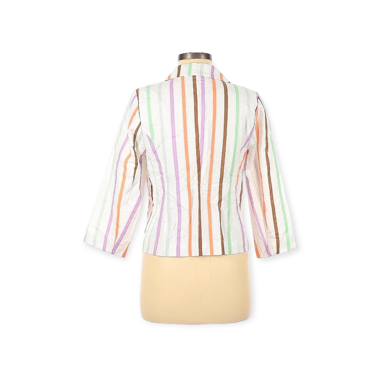 NWT ModCloth M white rainbow stripe open linen blend... - Depop