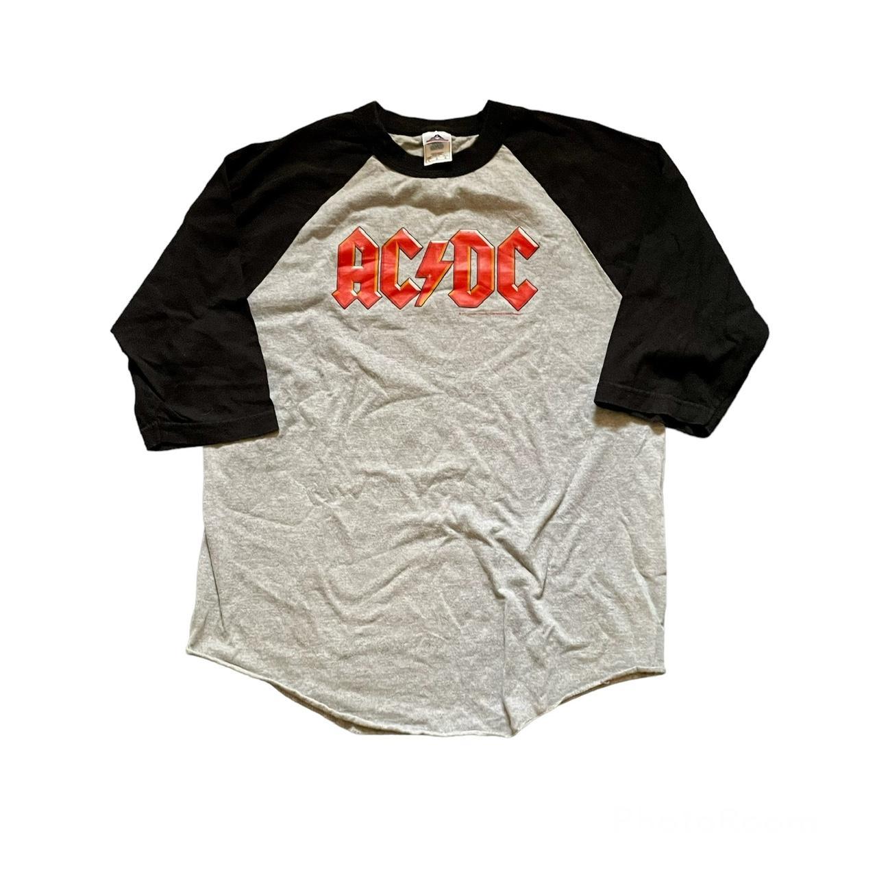 2000s AC/DC classic rock raglan style band shirt 21... - Depop