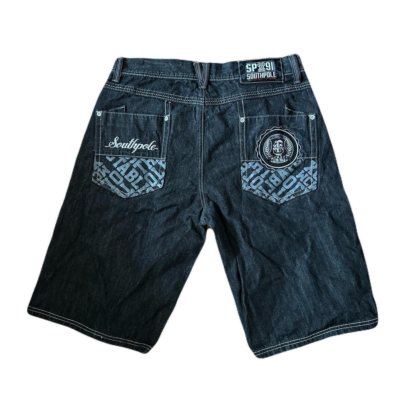 2000s Y2K Southpole baggy cyber goth skater jorts... | Depop