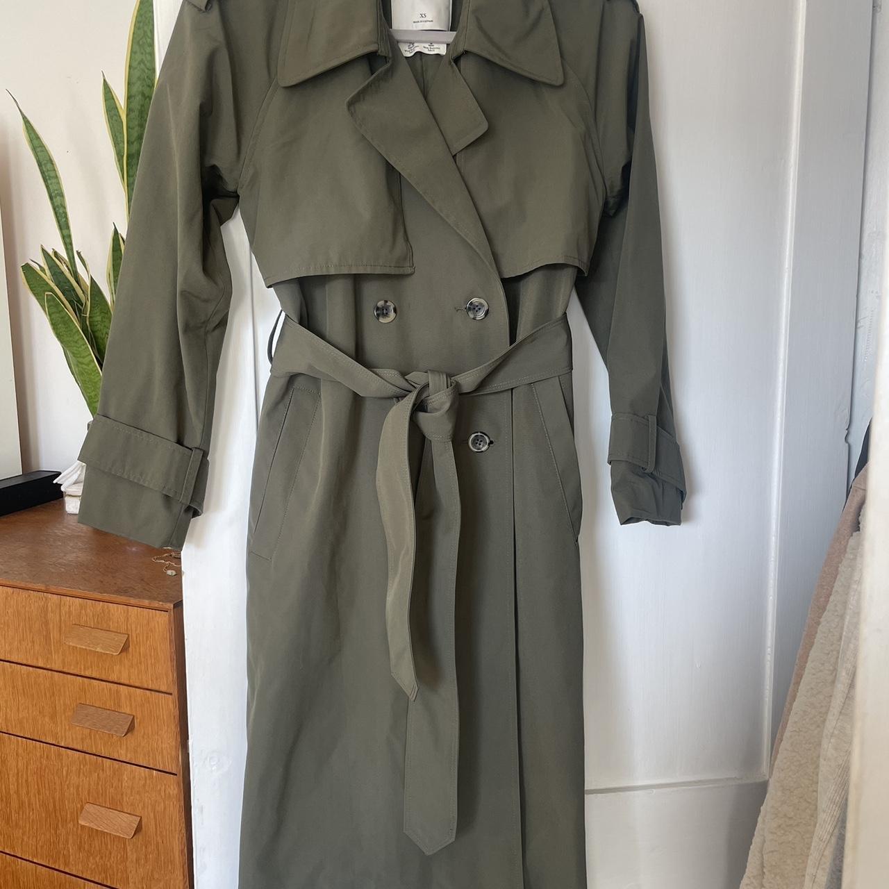 Abercrombie & Fitch long trench coat in Forest Green... - Depop