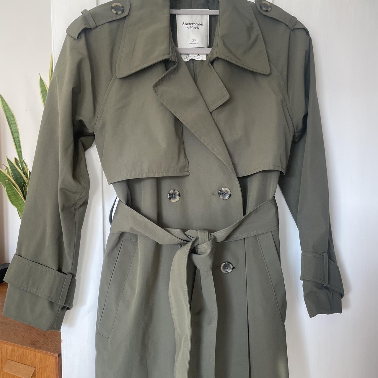 Abercrombie & Fitch long trench coat in Forest Green... - Depop
