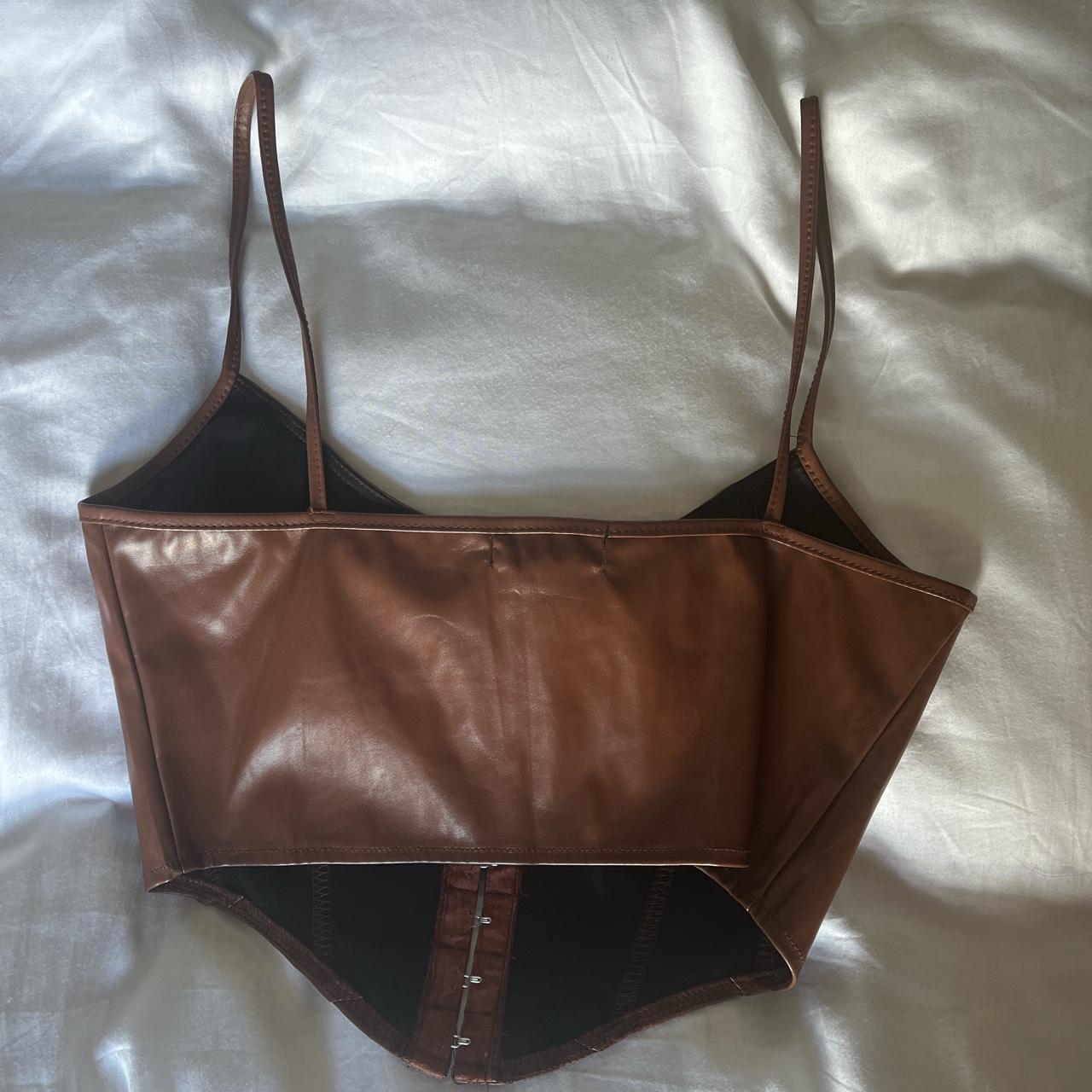 Micas brown leather corset top - Depop