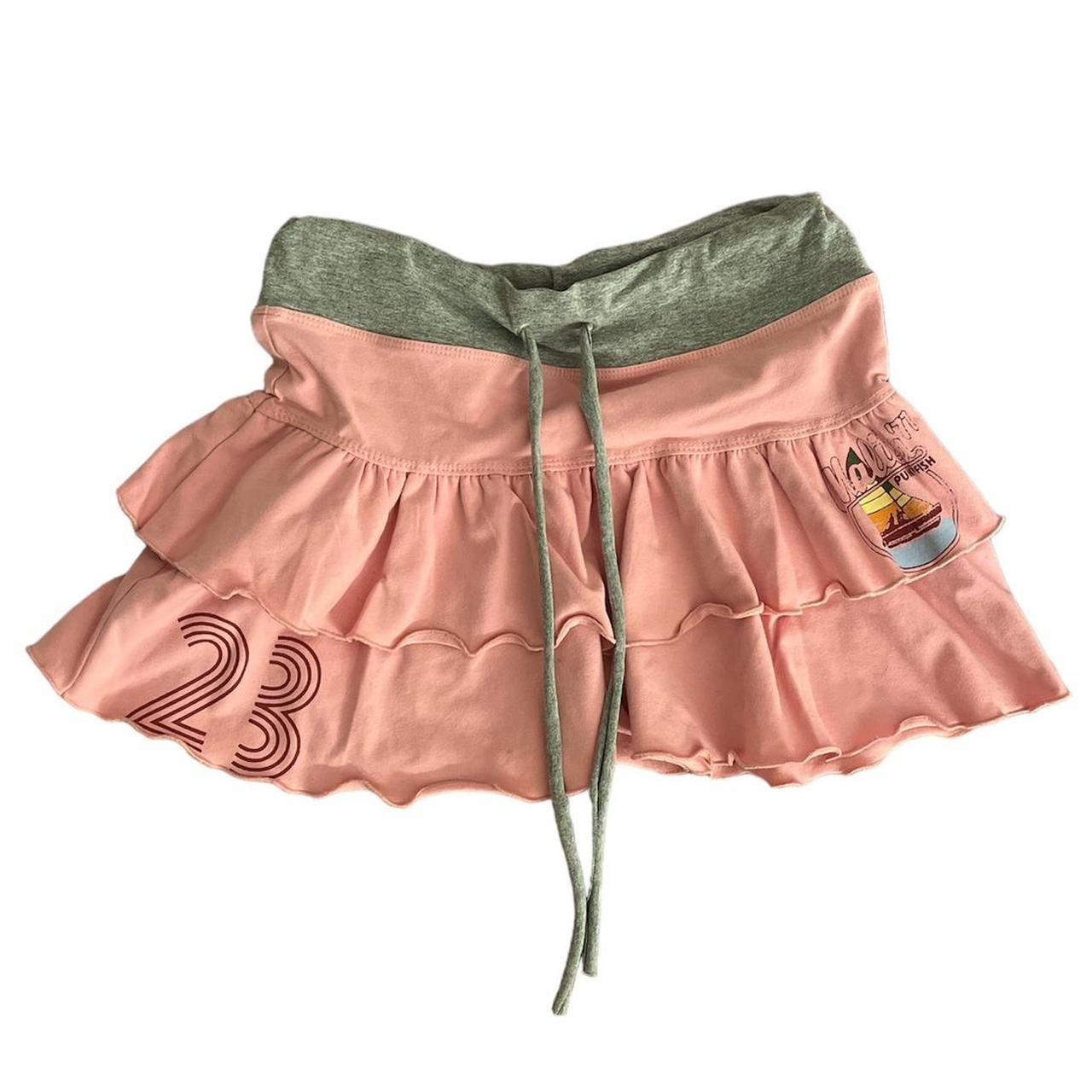 Vintage pink rara/ruffle mini skirt with ‘22’ and... - Depop