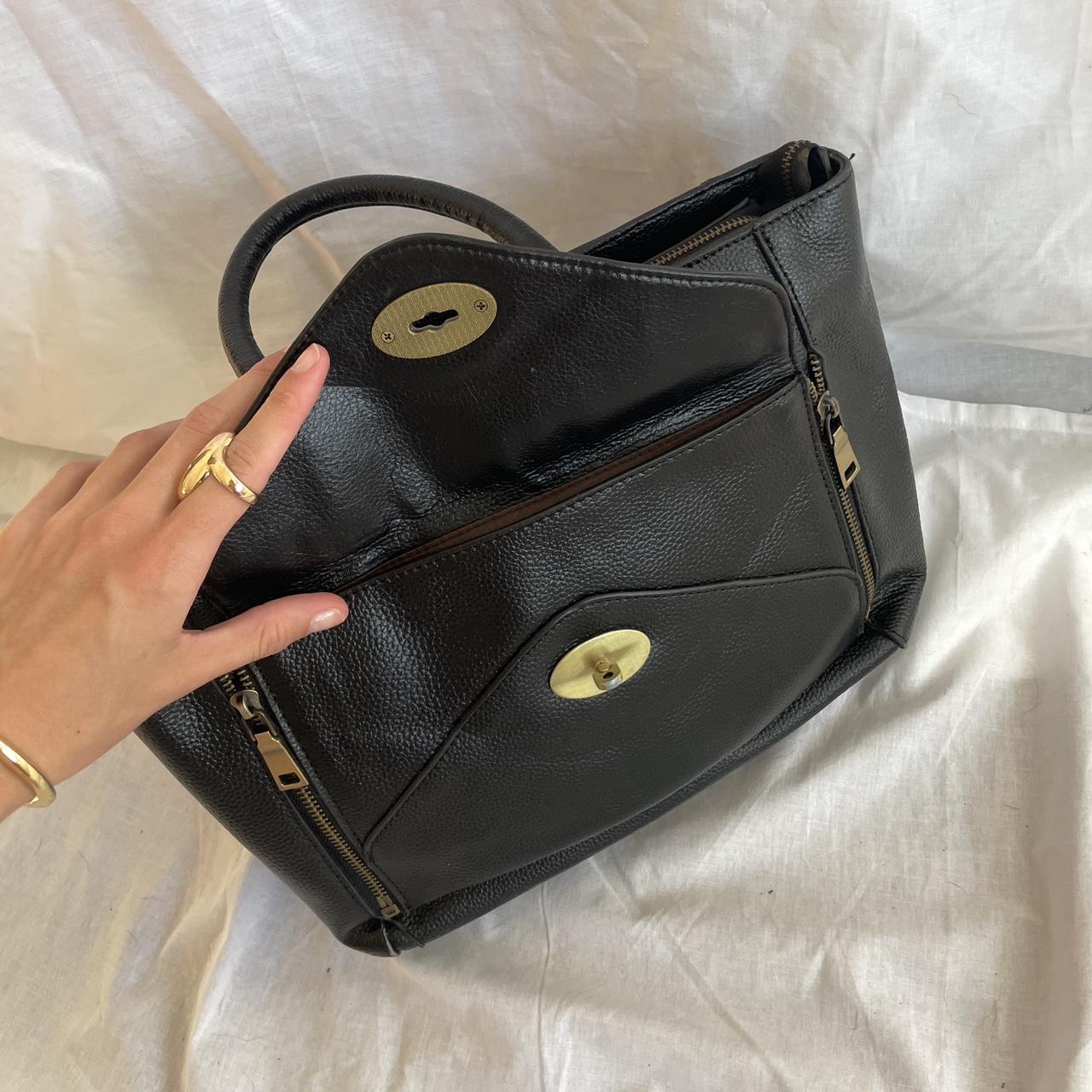 Vintage Y2K black leather work bag 🍸 - seemingly... | Depop
