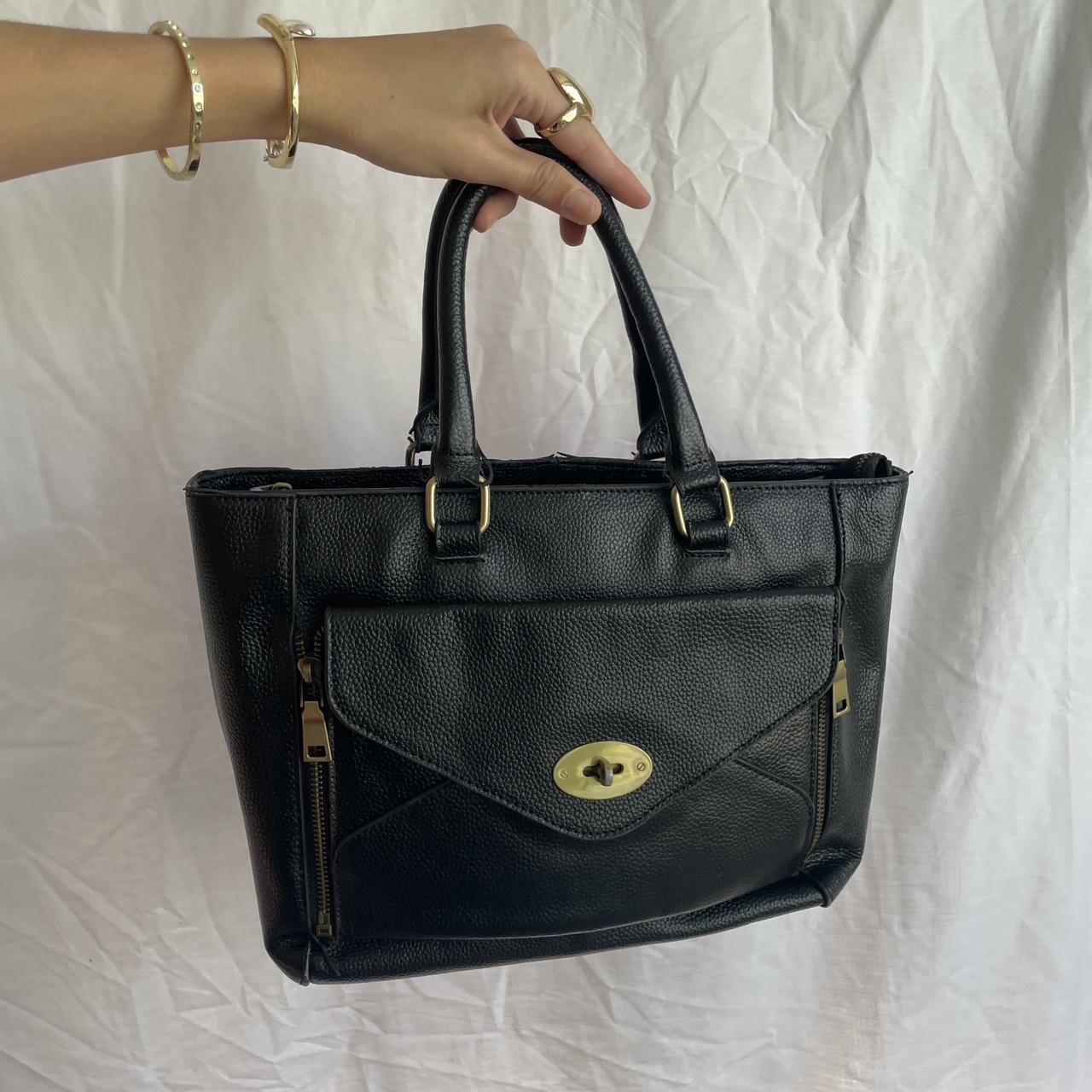 Vintage Y2K black leather work bag 🍸 - seemingly... | Depop
