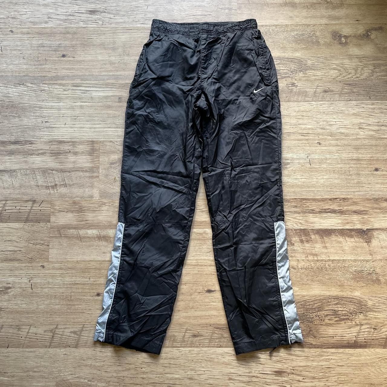 Vintage Nike Shell Baggy Track Bottoms in Black Size... - Depop