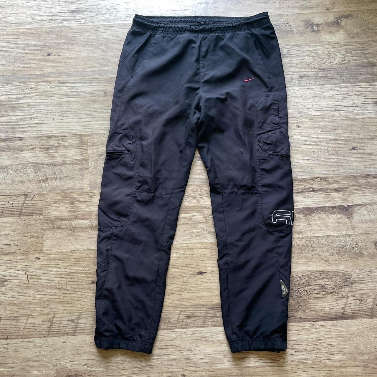 Vintage Nike Shell Baggy Track Bottoms in Black Size... - Depop