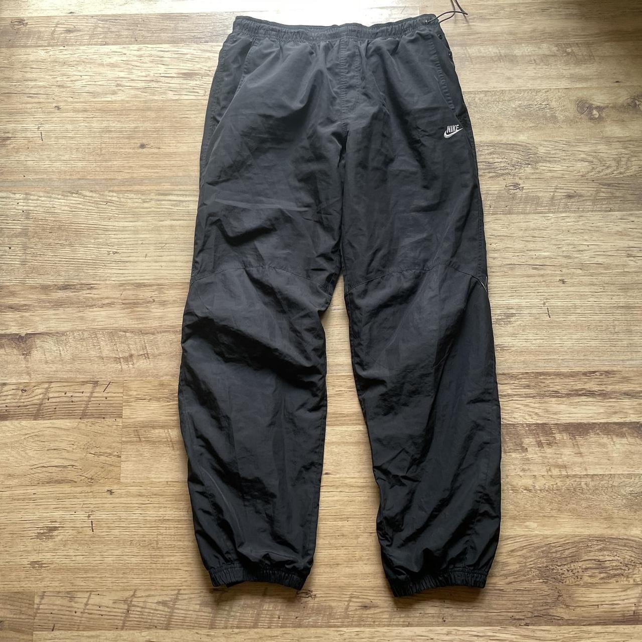 Vintage Nike Shell Baggy Track Bottoms in Black Size... - Depop