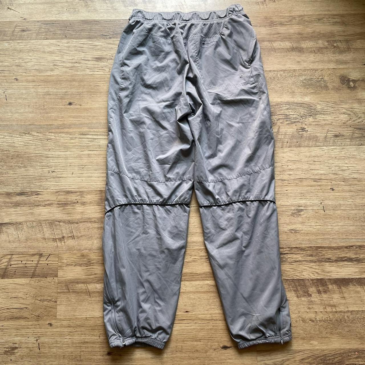 Vintage Nike Shell Baggy Track Bottoms in Grey Size... - Depop