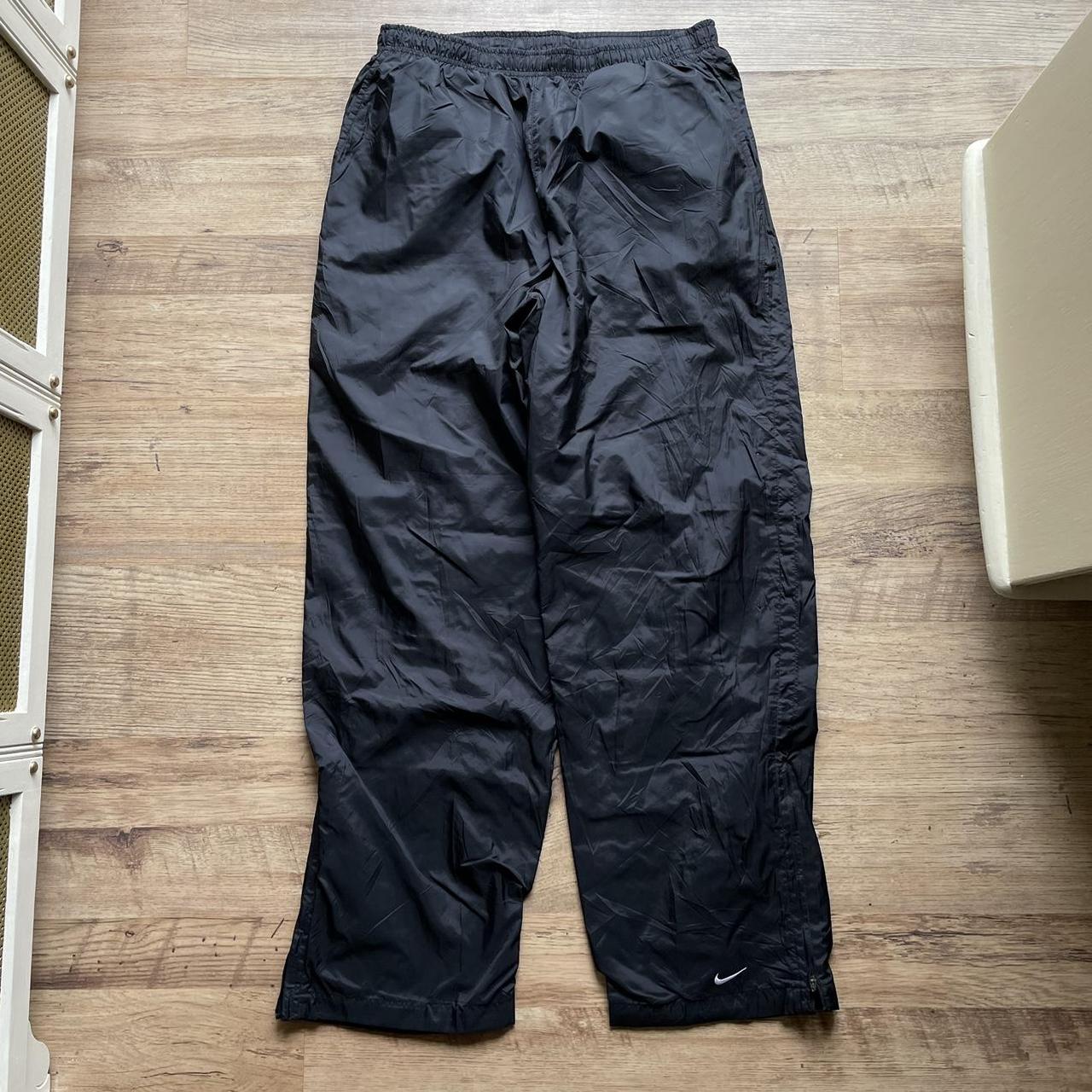Vintage Nike Shell Baggy Track Bottoms in Black Size... - Depop