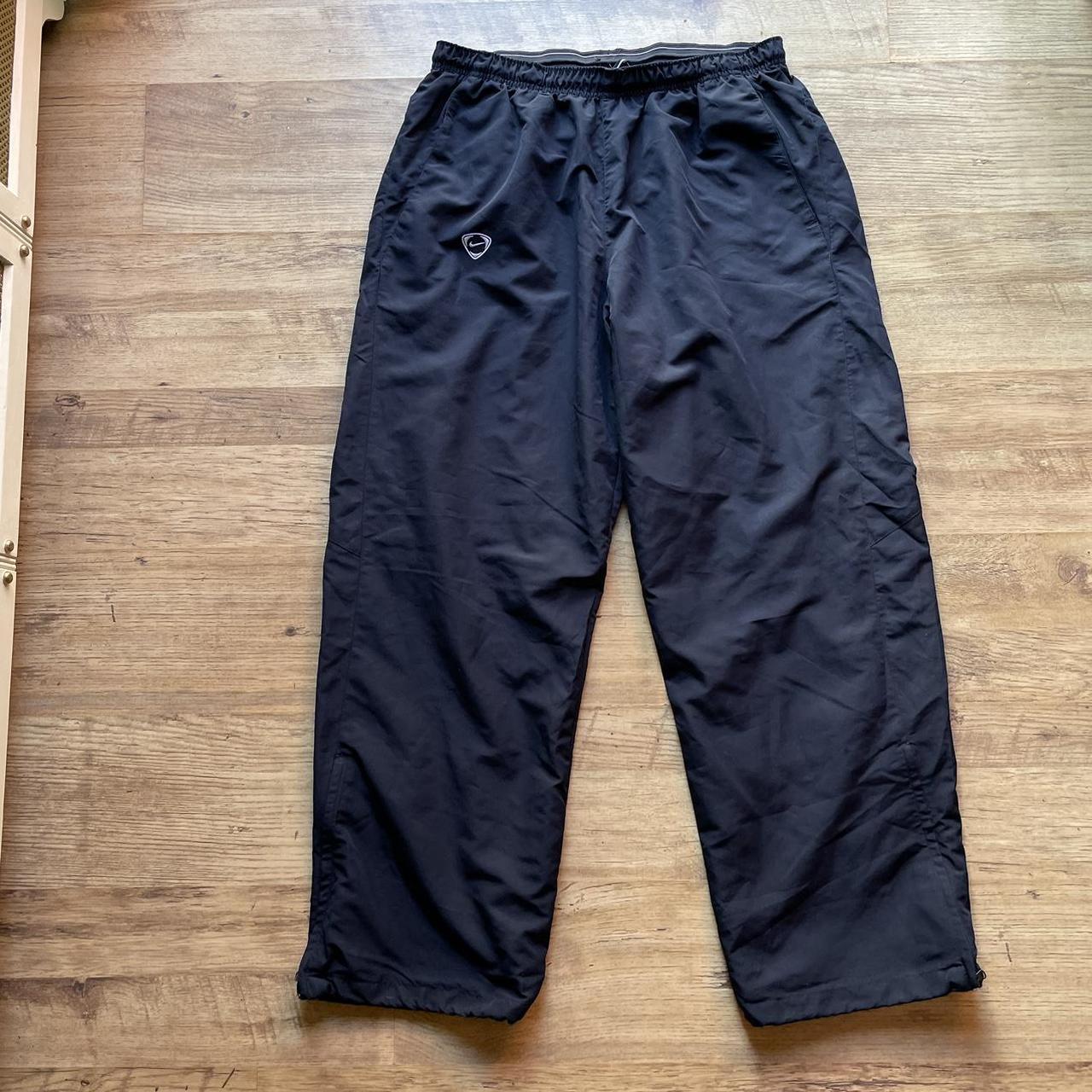 Vintage Nike Shell Baggy Track Bottoms in Navy Size... - Depop