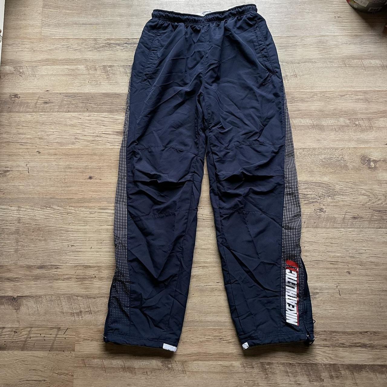 Vintage Nike Shell Baggy Track Bottoms in Navy Size... - Depop