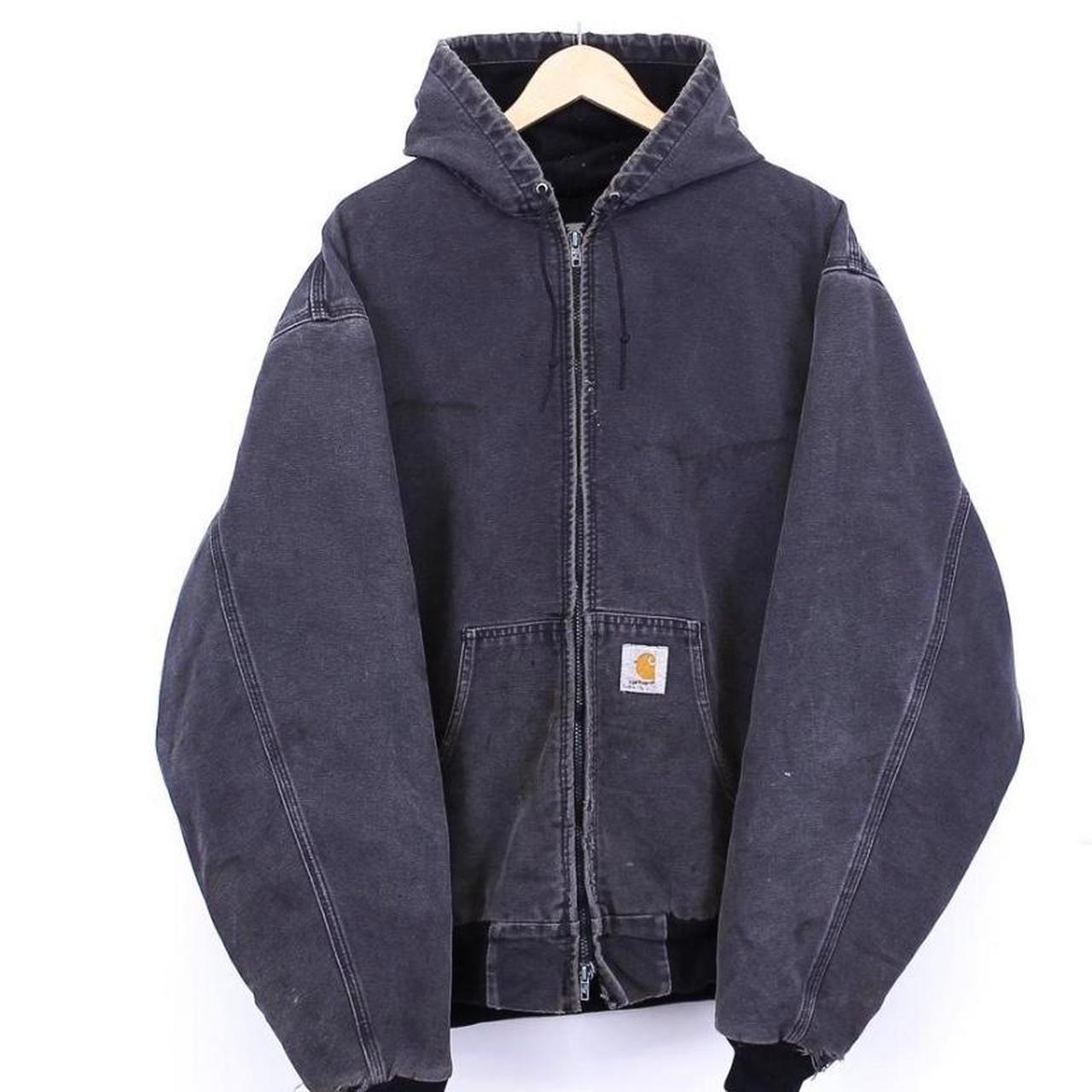 Carhartt Bomber Jacket Black Hooded Zip Up With... - Depop