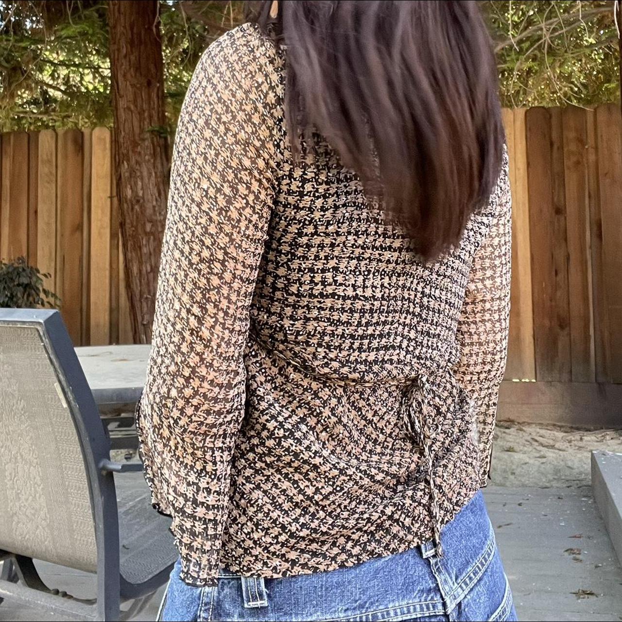 Robbie Bee Women's Brown and Black Blouse | Depop