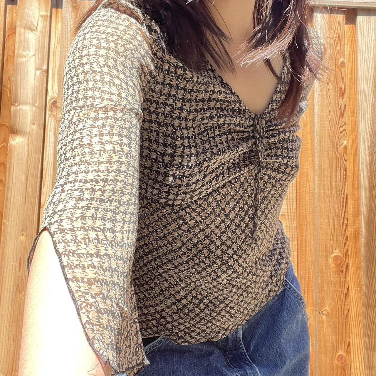 Robbie Bee Women's Brown and Black Blouse | Depop