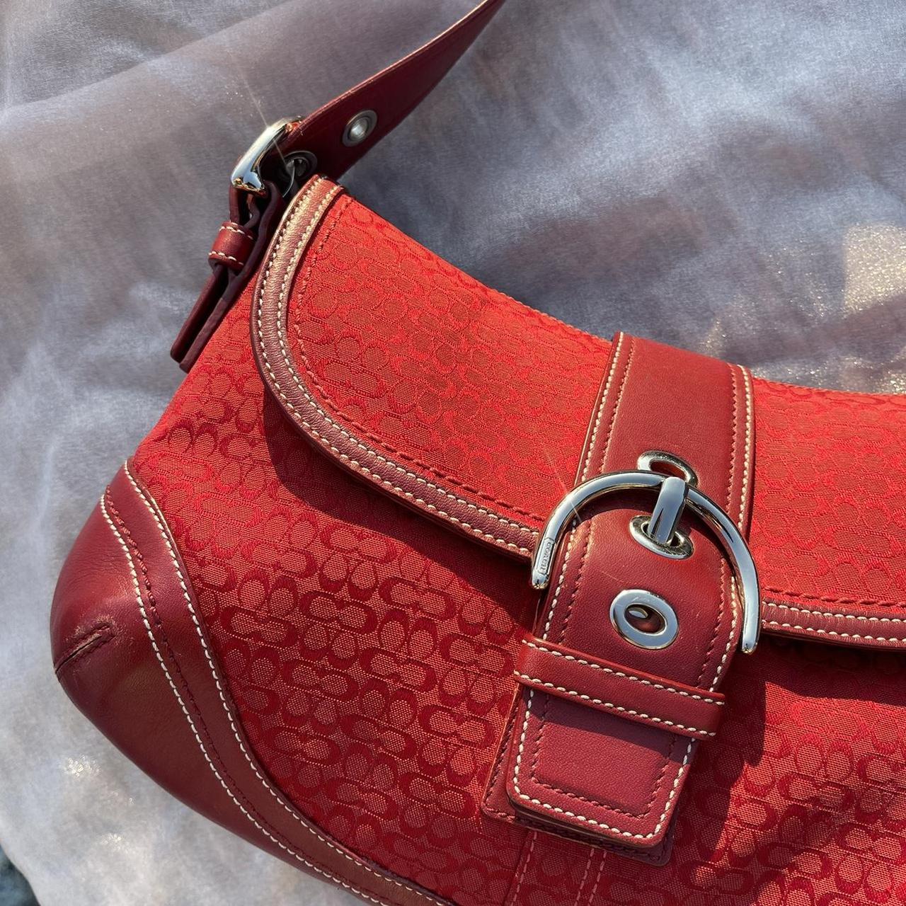 Red Coach Shoulder bag ♥️signature canvas ♥️red... - Depop