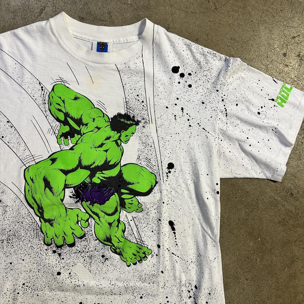 Vintage marvel incredible hulk 90s mega print... - Depop