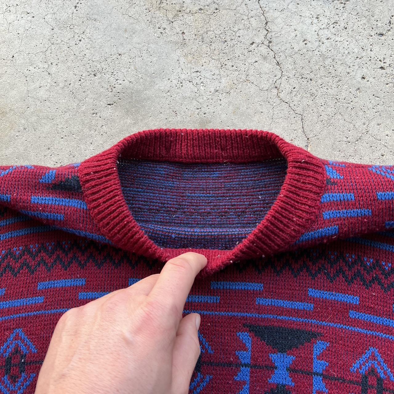Vintage Aztec Knit Sweater Fits Men's Medium see... - Depop