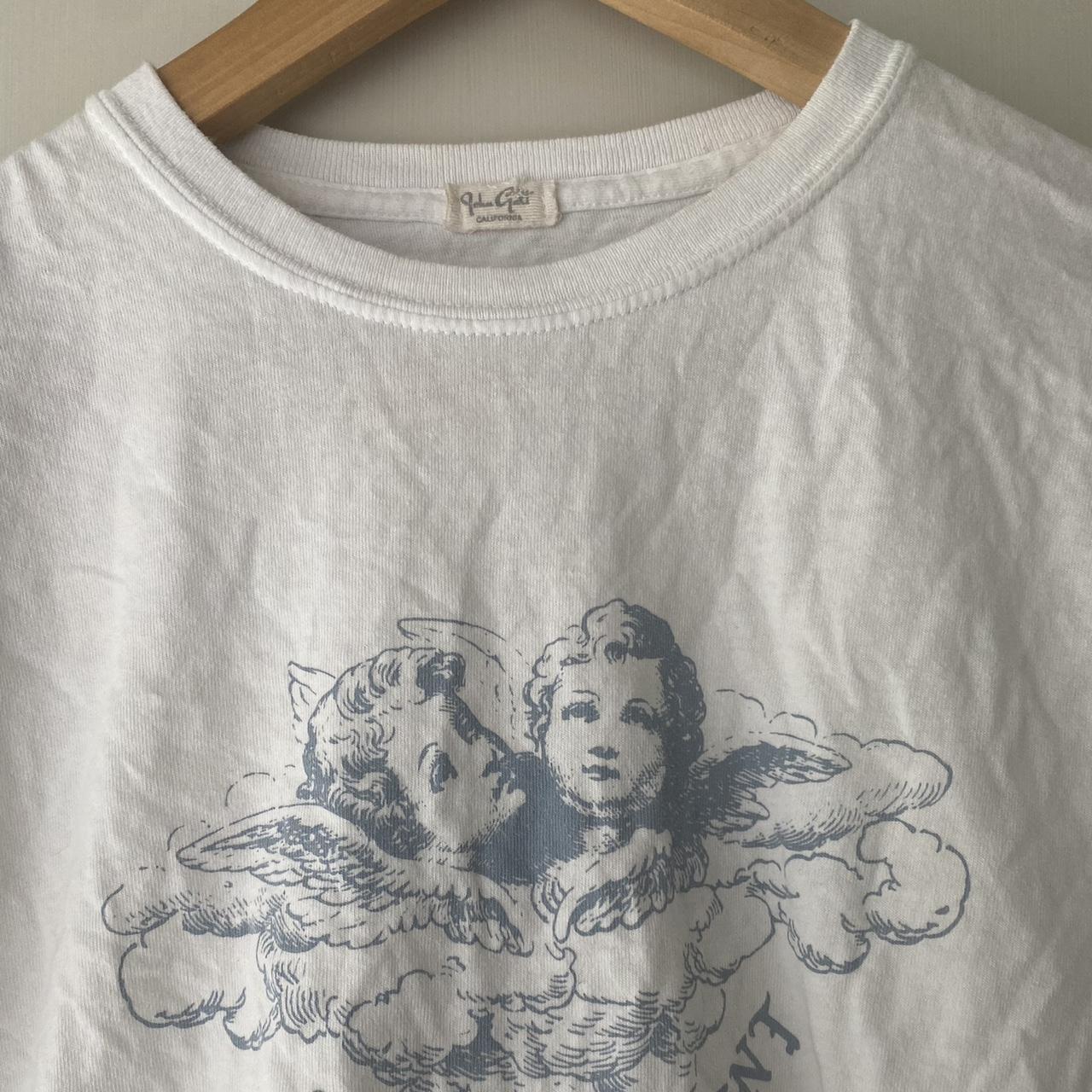 Brandy Melville White Angel Cropped T-Shirt 👼... | Depop